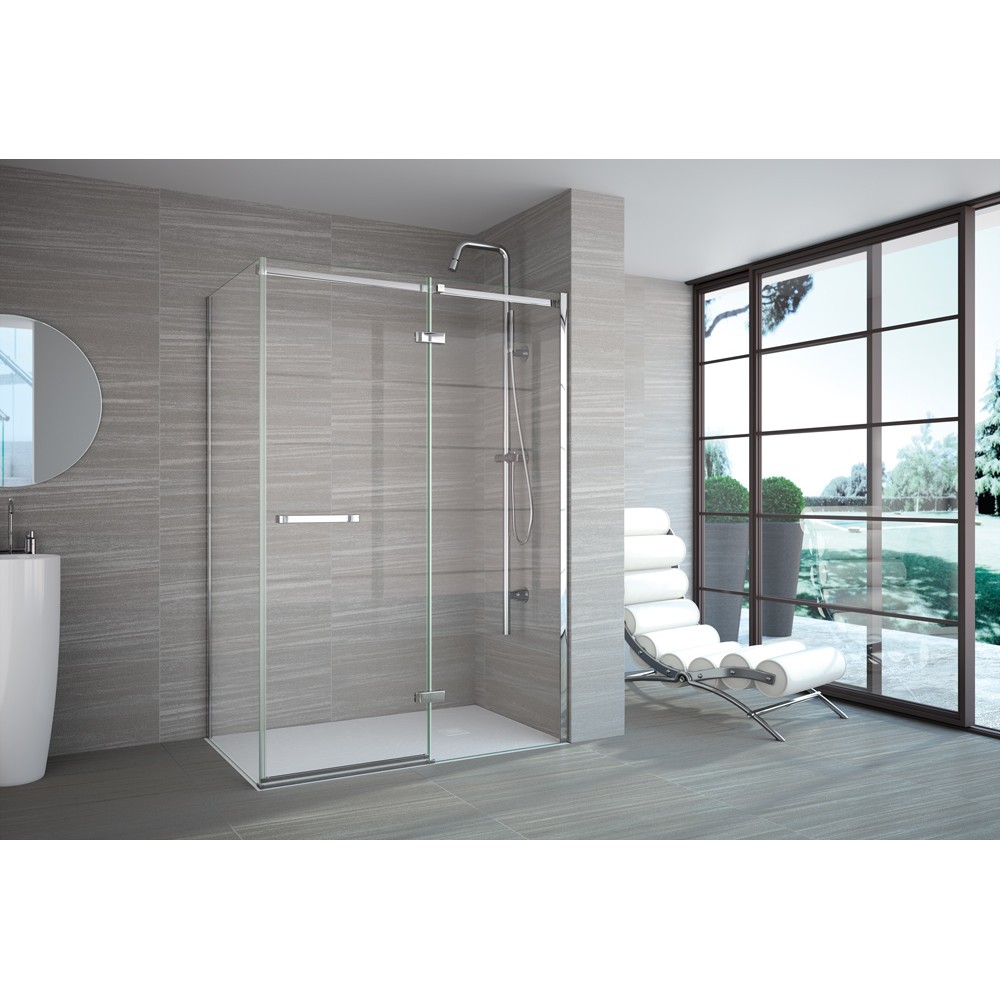 Merlyn Series 8 Frameless Hinge & Inline Door With Side Panel